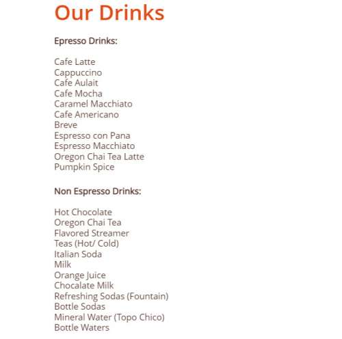 Burrito Stop menu in Amarillo, Texas, USA