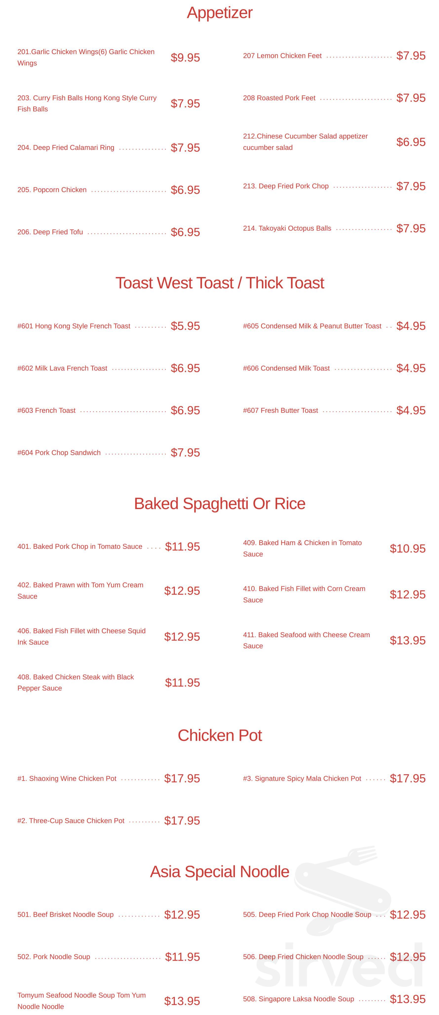 Flame Cafe menus in Sacramento, California, United States
