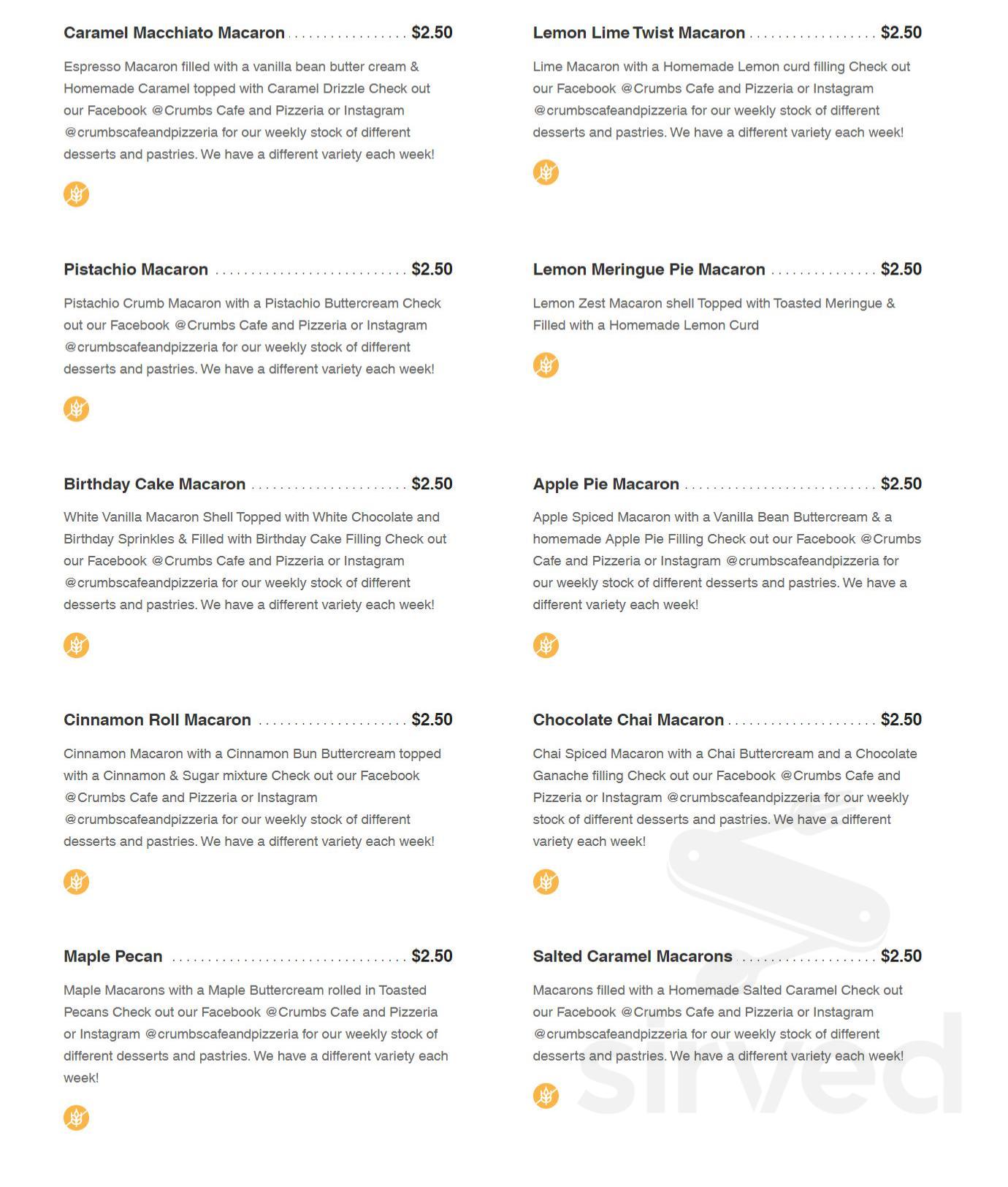 Crumbs Cafe And Pizzeria menu in Sexsmith, Alberta, Canada