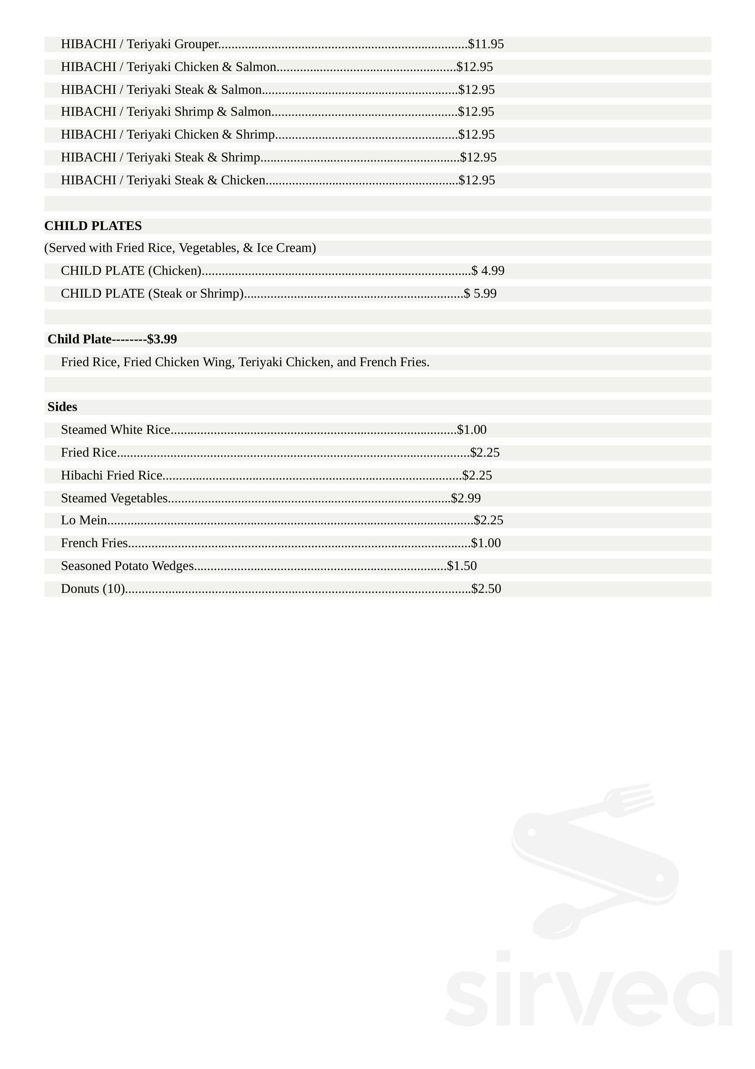 Golden Dragon Inc menu in Madison, North Carolina, USA