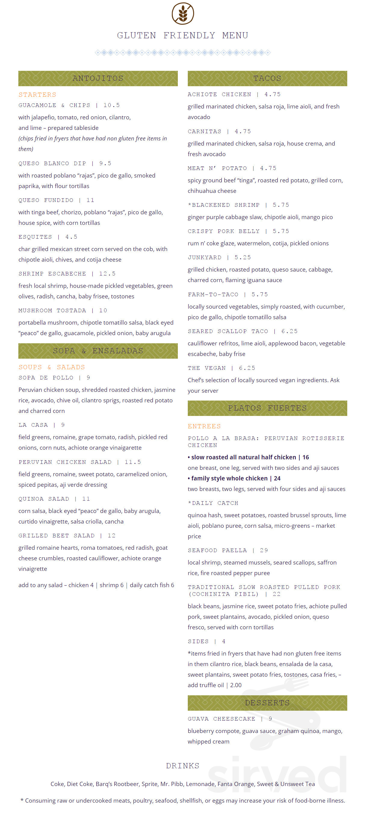 Menu - Neptune Beach FL's Flying Iguana Taqueria & Tequila Bar | Sirved