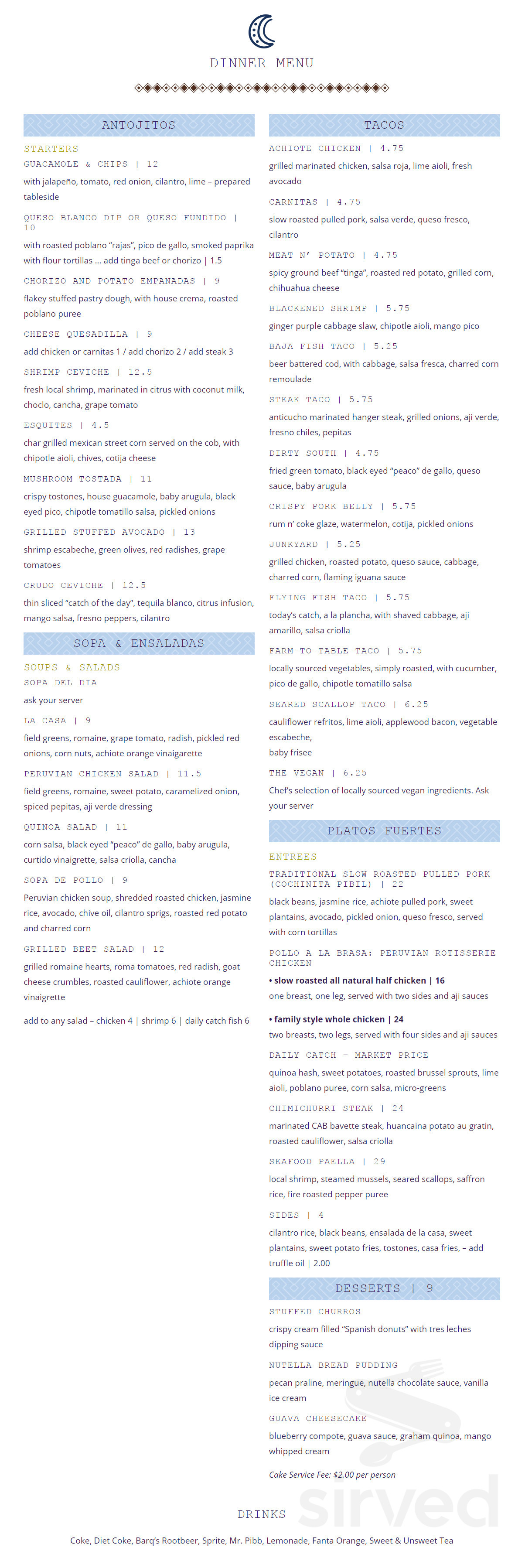 Menu - Neptune Beach FL's Flying Iguana Taqueria & Tequila Bar | Sirved