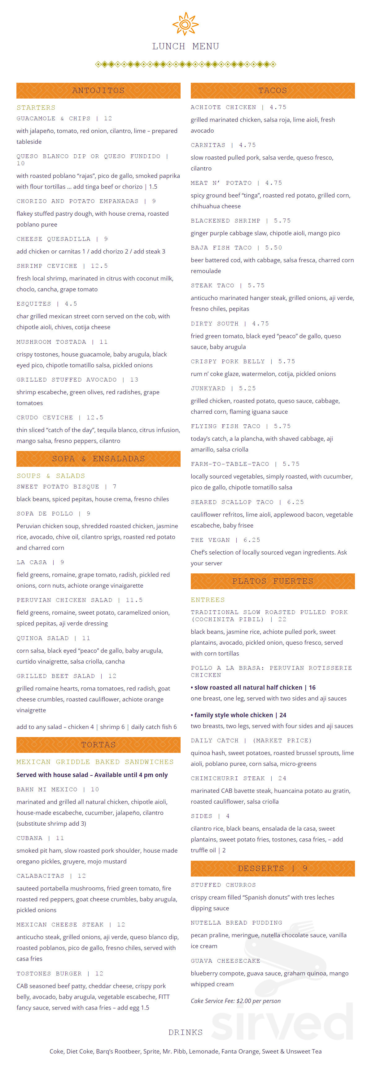 Menu - Neptune Beach FL's Flying Iguana Taqueria & Tequila Bar | Sirved