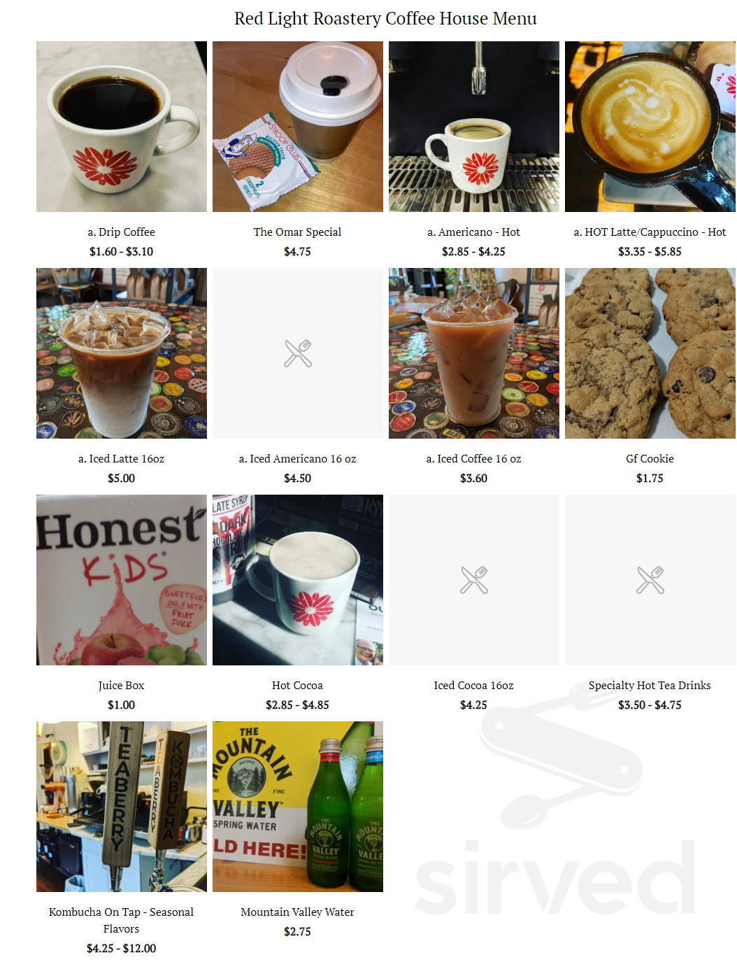 Red Light Roastery Coffee House menu in Hot Springs National Park ...