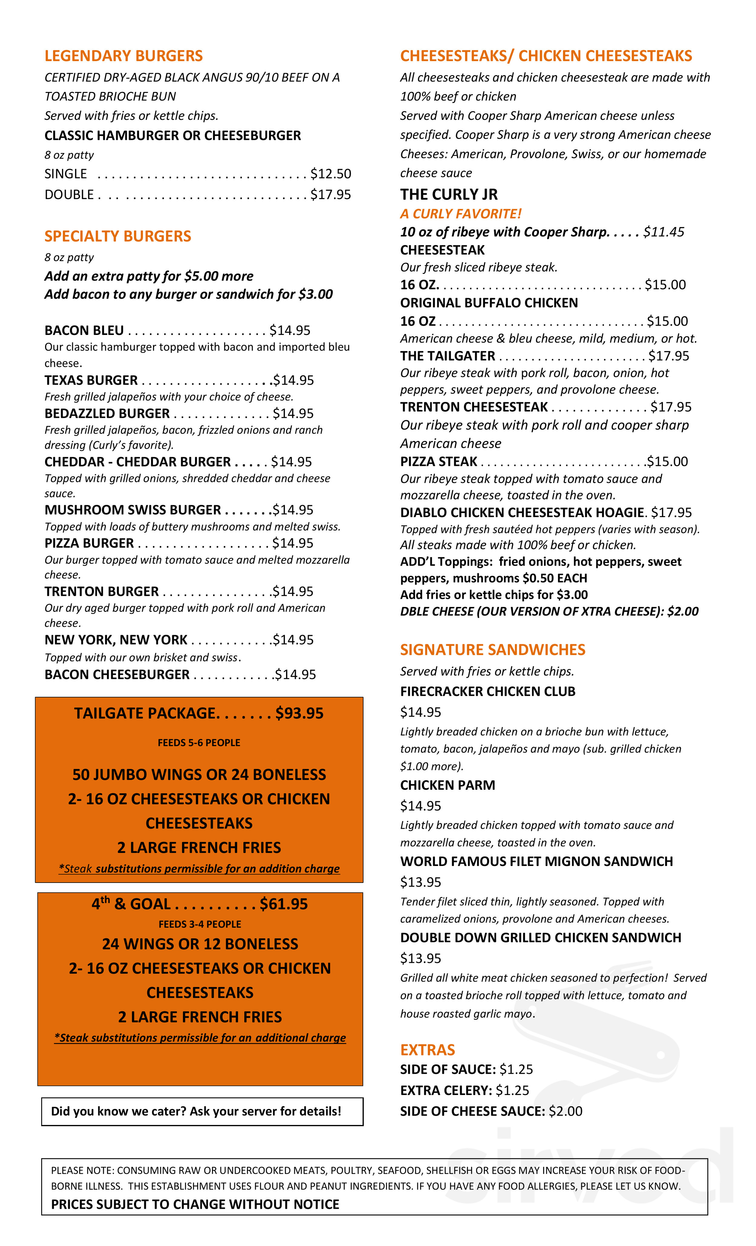 Curly’s Comfort Foods menus in Levittown, Pennsylvania, United States