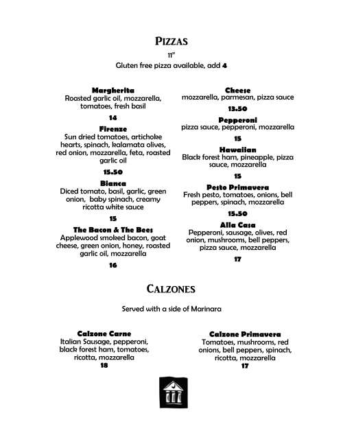 Macaroni's Ristorante Downstairs menu in Ashland, Oregon, USA