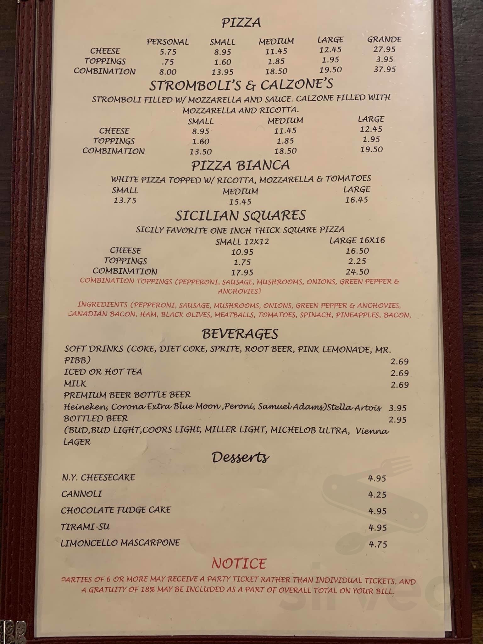 Annas Pizza menu in Windsor, Virginia, USA