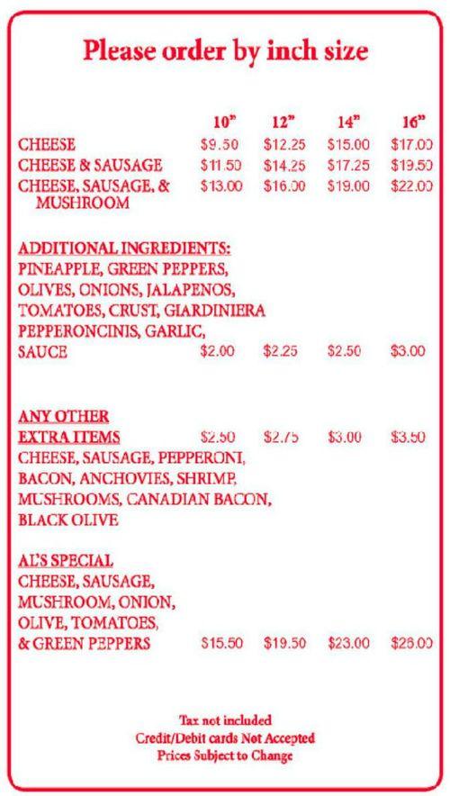 Towne Tap Inc menu in Warrenville, Illinois, USA