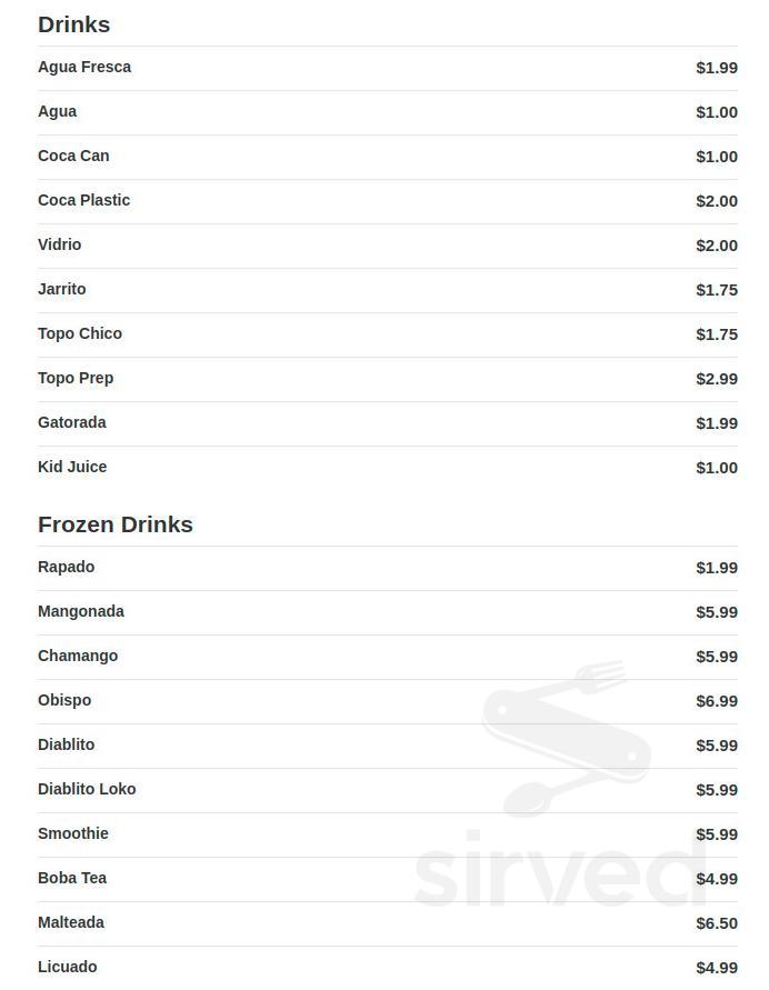 Michoacana Ice Cream menus in Rogers, Arkansas, United States