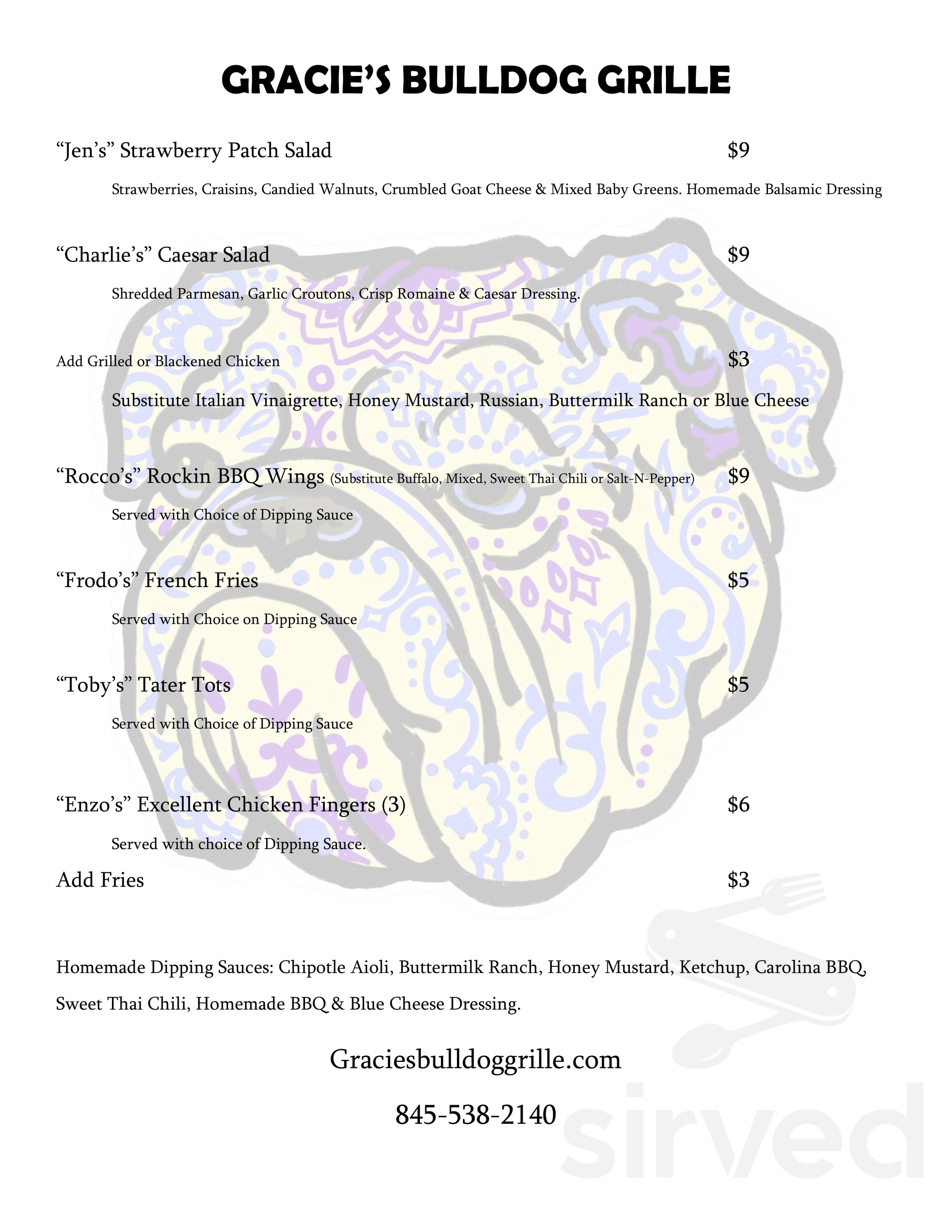 Gracie's Bulldog Grille Food Truck menu in Blauvelt, New York, USA