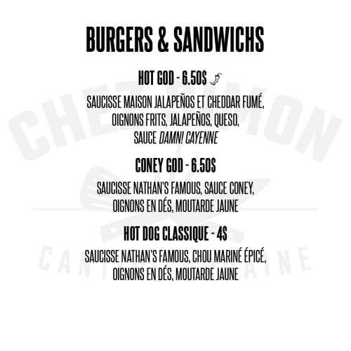 Chez Simon Cantine Urbaine menu in Montréal, Quebec, Canada