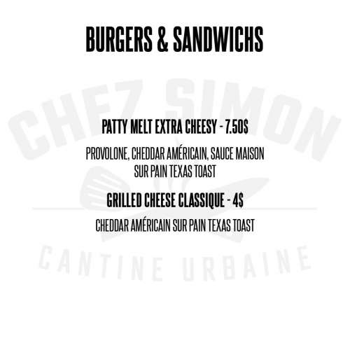Chez Simon Cantine Urbaine menu in Montréal, Quebec, Canada