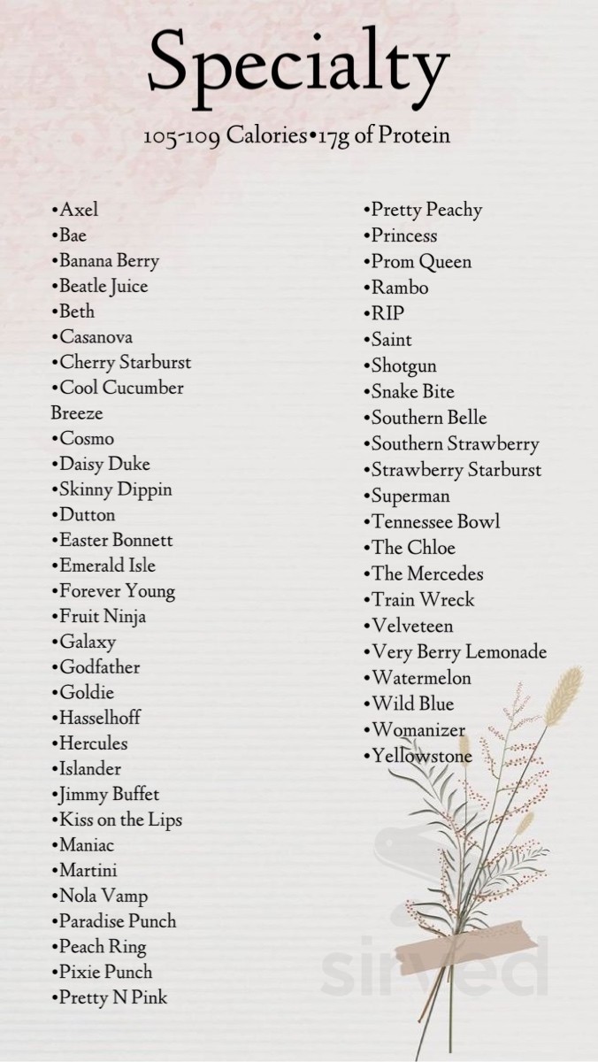 Menu - Ridgway PA's Ridgway Wellness and Nutrition | Sirved