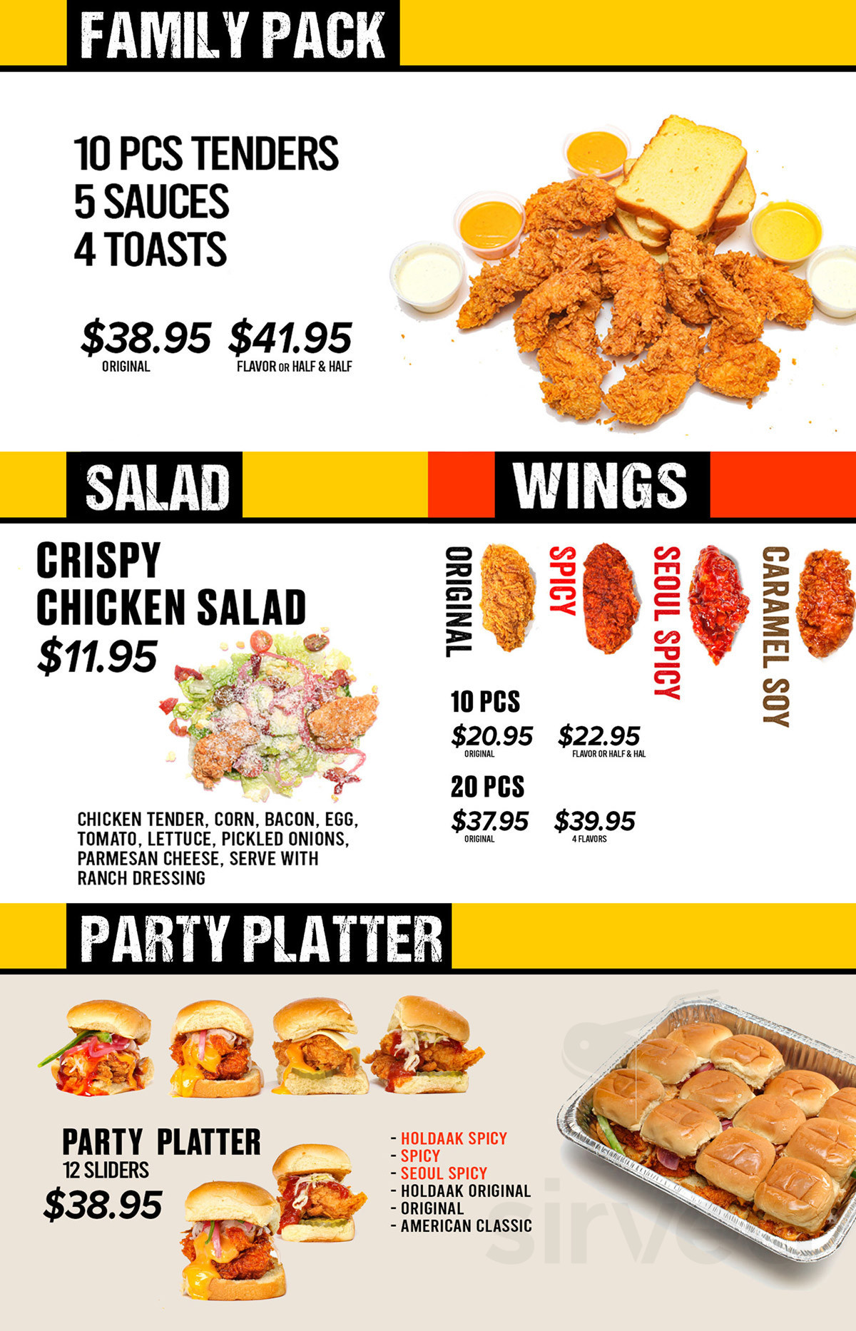 Menu - Paramount CA's HOLDAAK Fried Chicken | Sirved