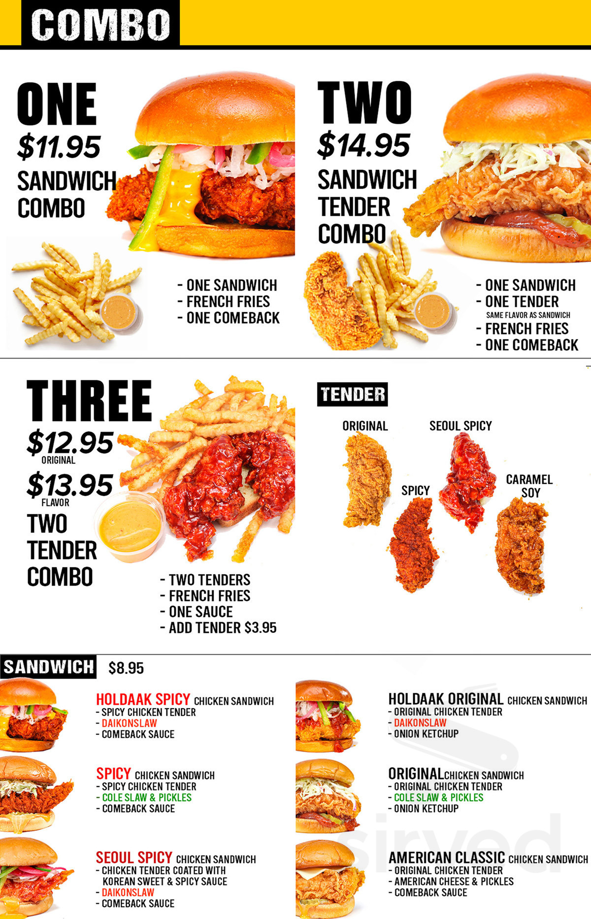 Menu - Paramount CA's HOLDAAK Fried Chicken | Sirved