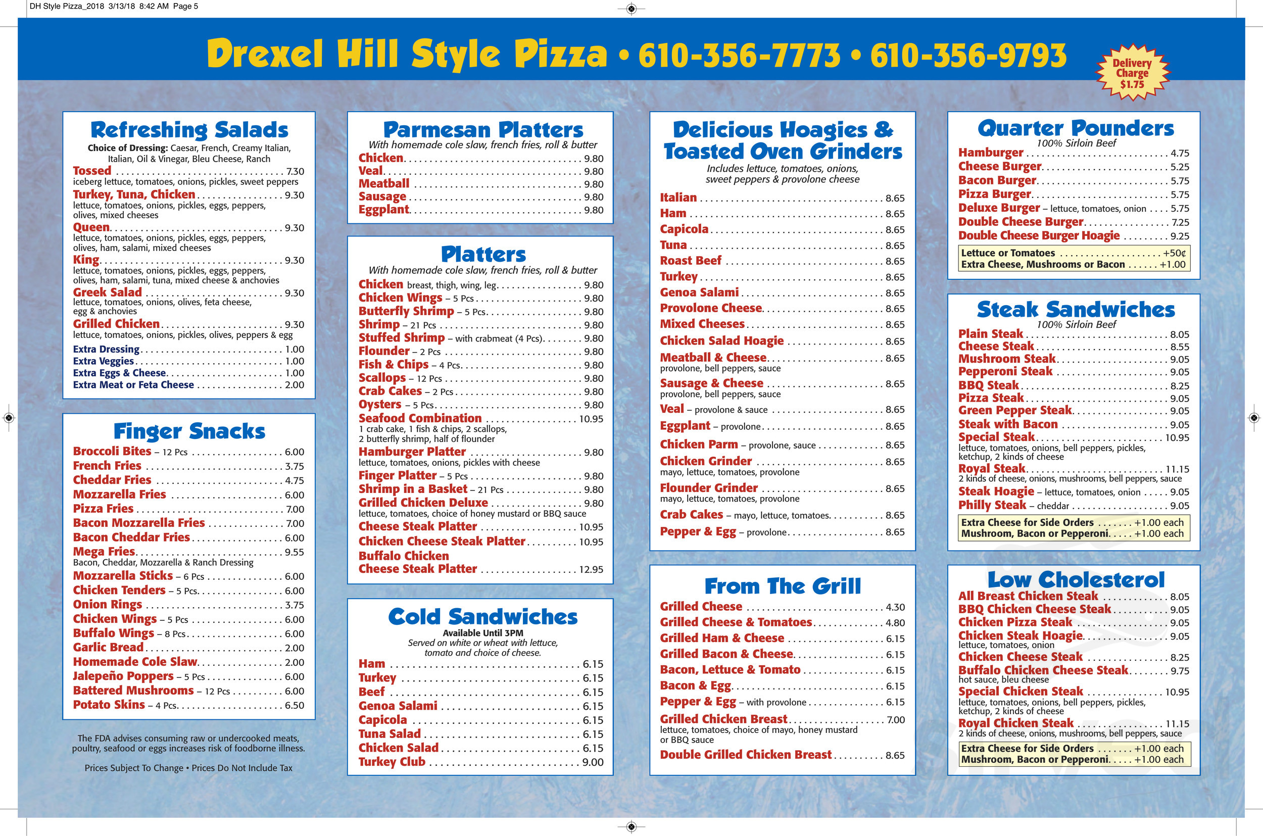 Menu - Broomall PA's Drexel Hill Style Pizza | Sirved