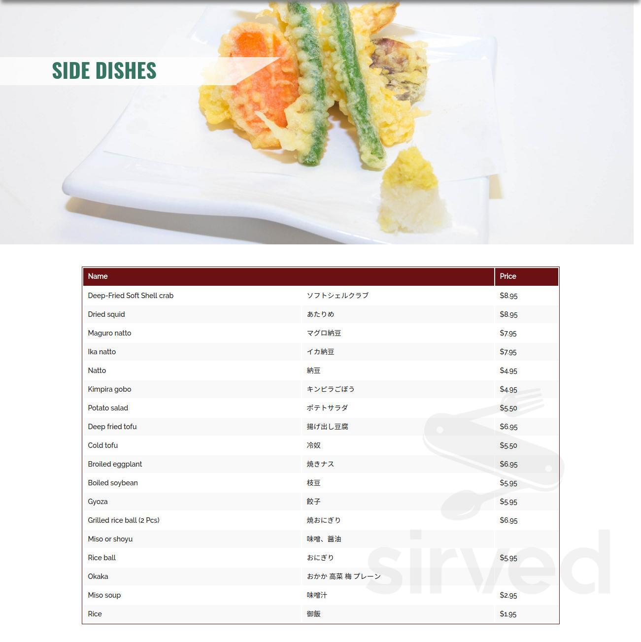 Mr Ojisan Neo Bar & Sushi menu in Honolulu, Hawaii, USA