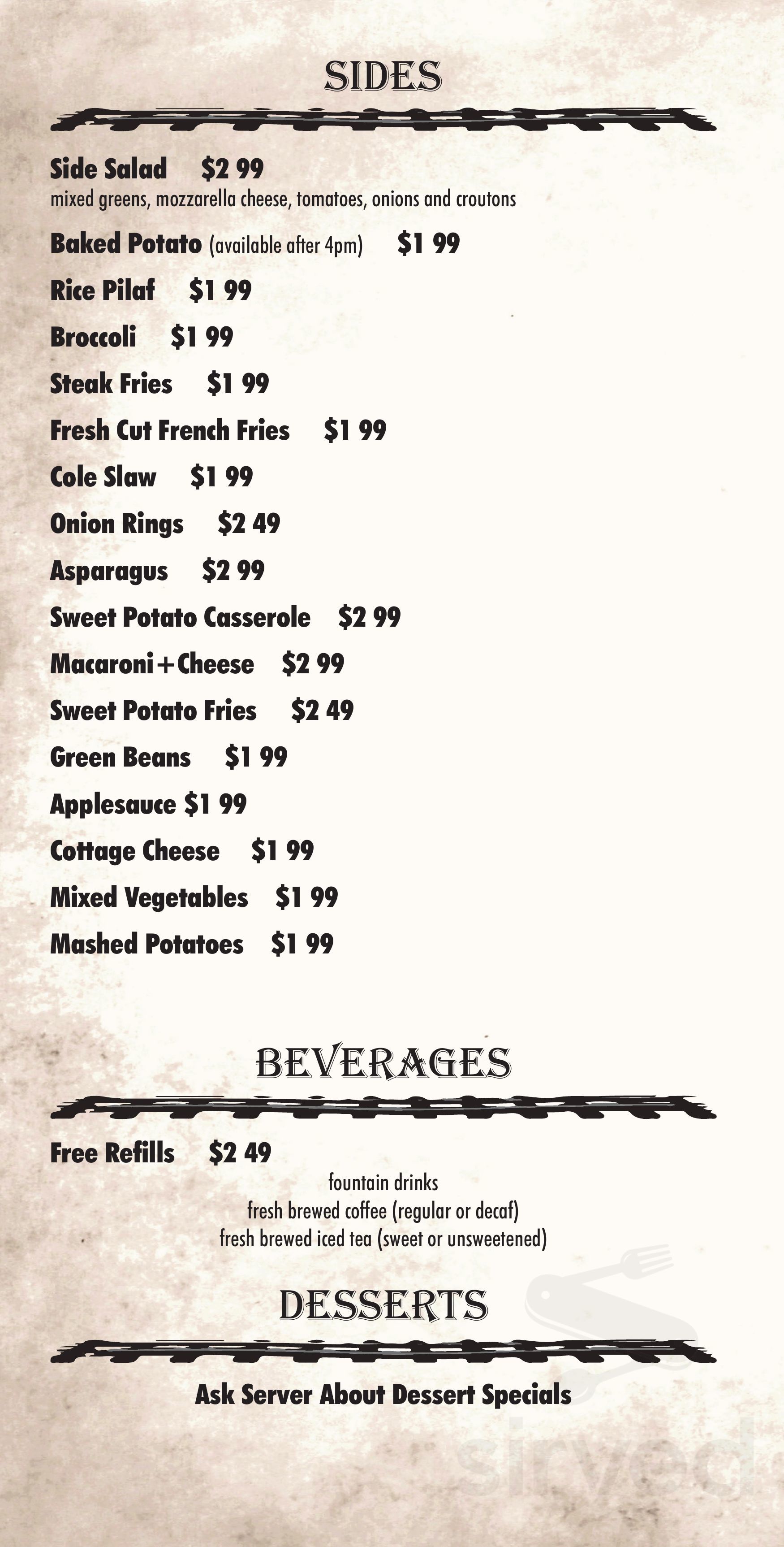 Central Station Steak And Ale menus in Cambridge, Ohio, United States