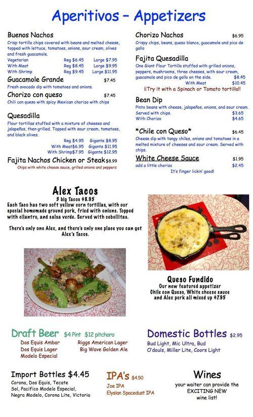 Fiesta Cafe menu in Champaign, Illinois, USA