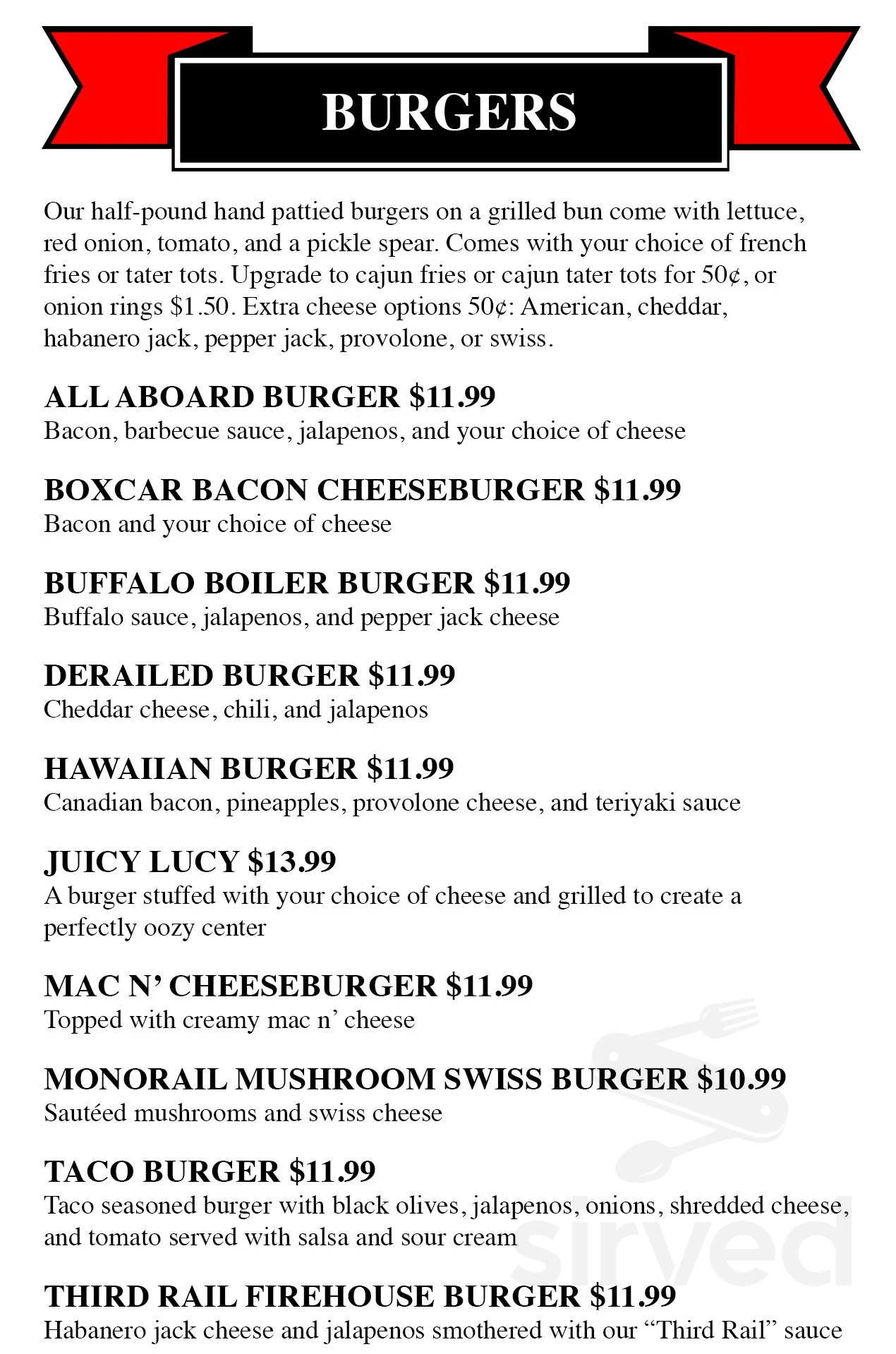 Third Rail Bar and Grill menu in Big Lake, Minnesota, USA