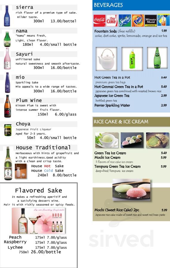 Mizu Sushi menu in Holland, Michigan, USA