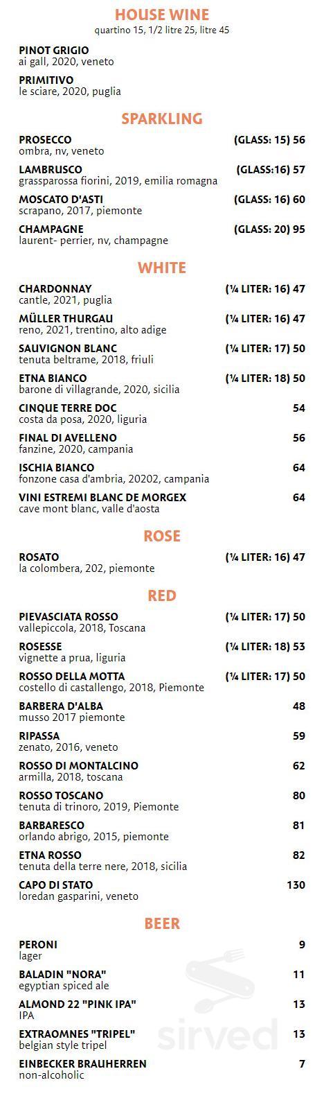 Orso menu in New York, New York, USA