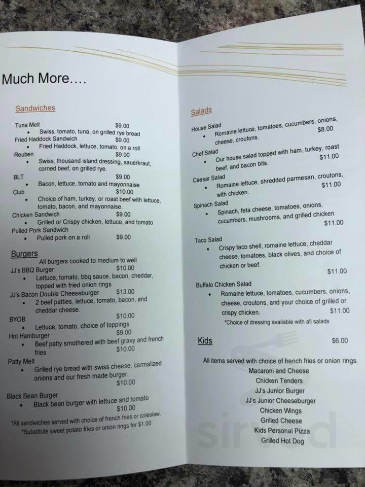 JJ's Place Pizza And So Much More menus in Fairfax, Vermont, United States