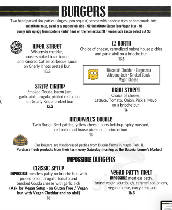 Menu - Batavia IL's Sidecar Supper Club & Beer Garden | Sirved