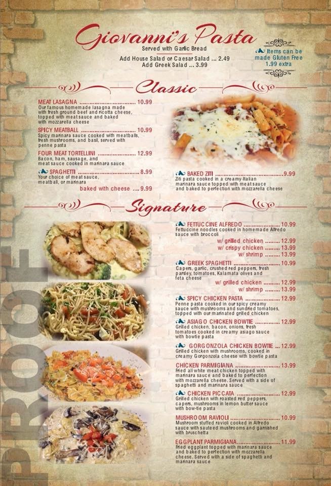 Giovanni's Italiano Cucina menus in Blountville, Tennessee, United States