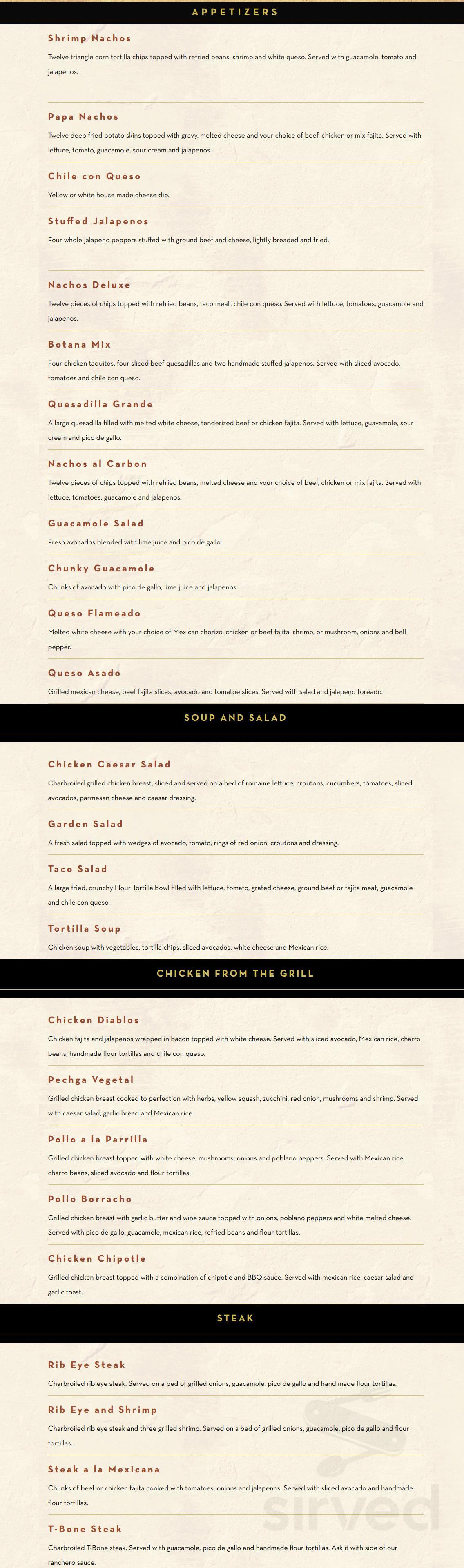 Hacienda Mis Padres Mexican Grill menu in Conroe, Texas, USA