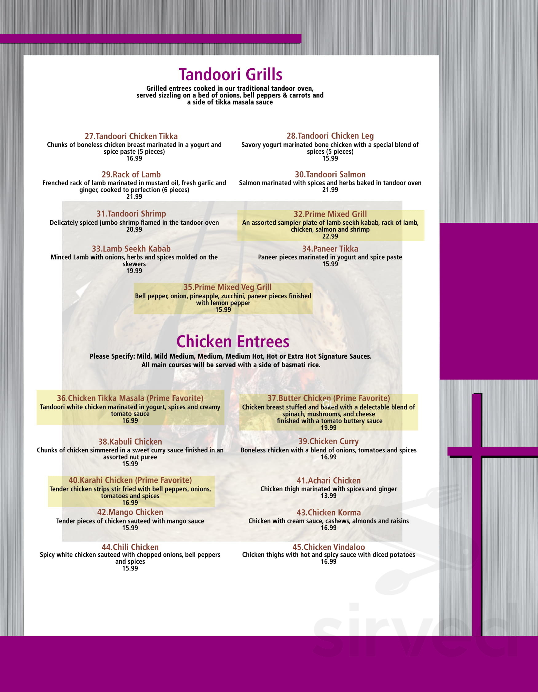 Prime Bar & Grill menus in Tehachapi, California, United States