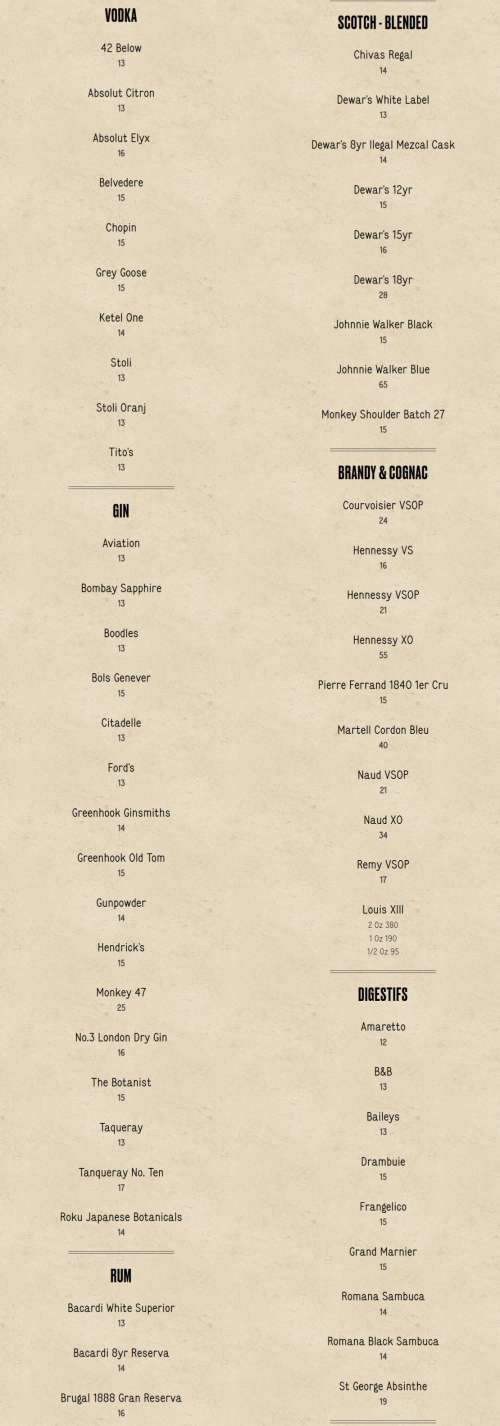 The Ragtrader & Bo Peep Cocktail and Highball Store menu in New York ...