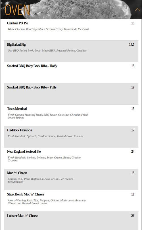 Tuckaway Tavern and Butchery menu in Raymond, New Hampshire, USA