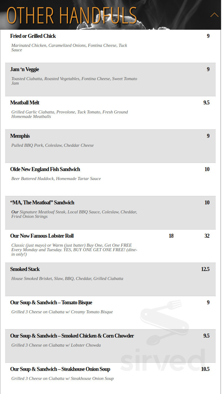 Tuckaway Tavern and Butchery menu in Raymond, New Hampshire, USA