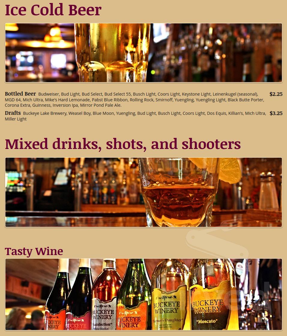 Crossroads Pub and Grub menus in Jacksontown, Ohio, United States