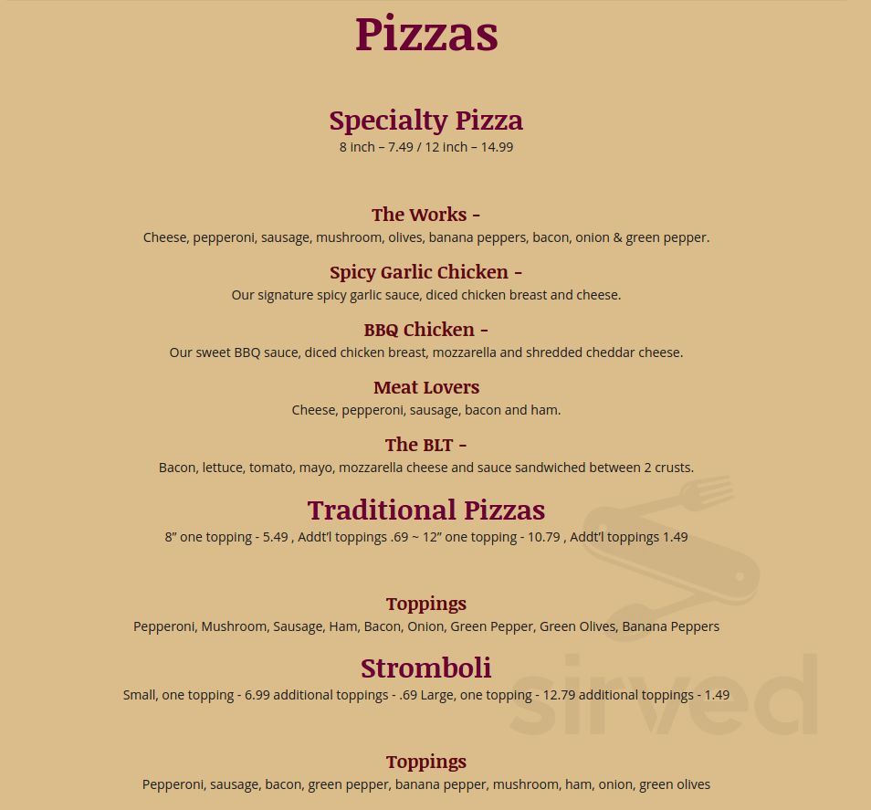 Menu - Jacksontown OH's Crossroads Pub and Grub | Sirved