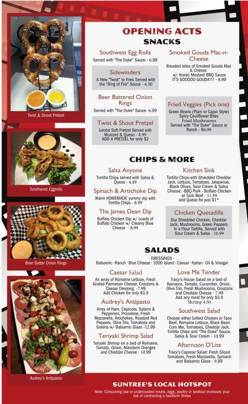 Tracy's Lounge menu in Melbourne, Florida, USA