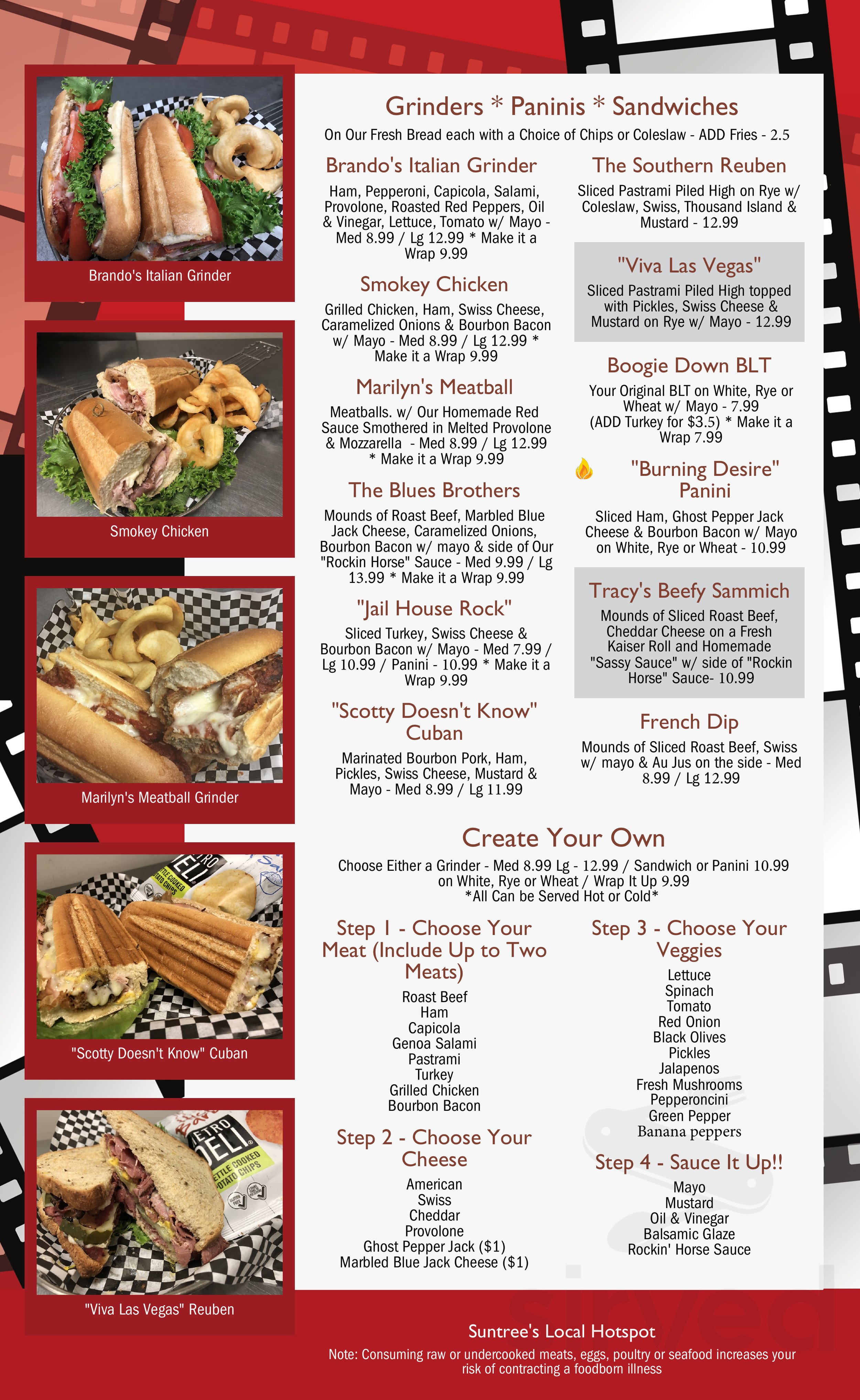 Tracy's Lounge menu in Melbourne, Florida, USA