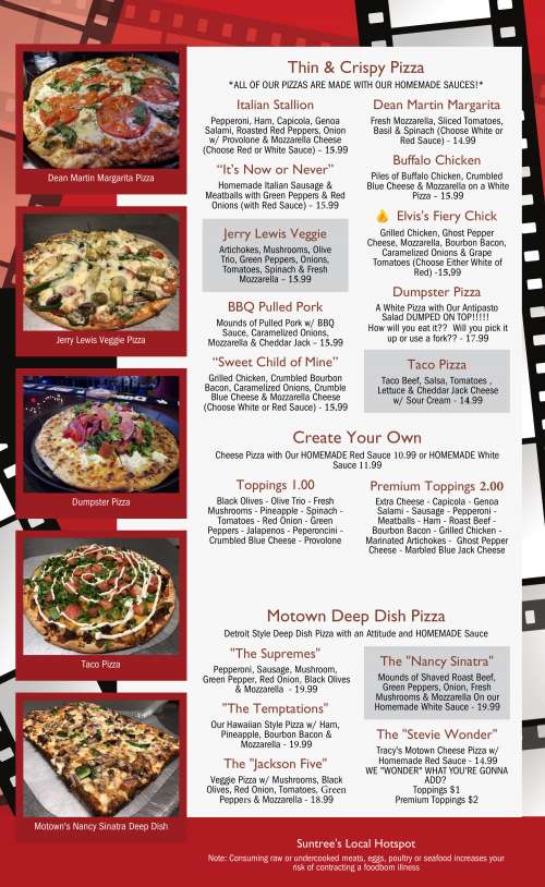 Tracy's Lounge menu in Melbourne, Florida, USA