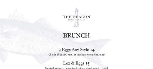 Menu for The Beacon Restaurant and Bar in Marblehead, MA | Sirved