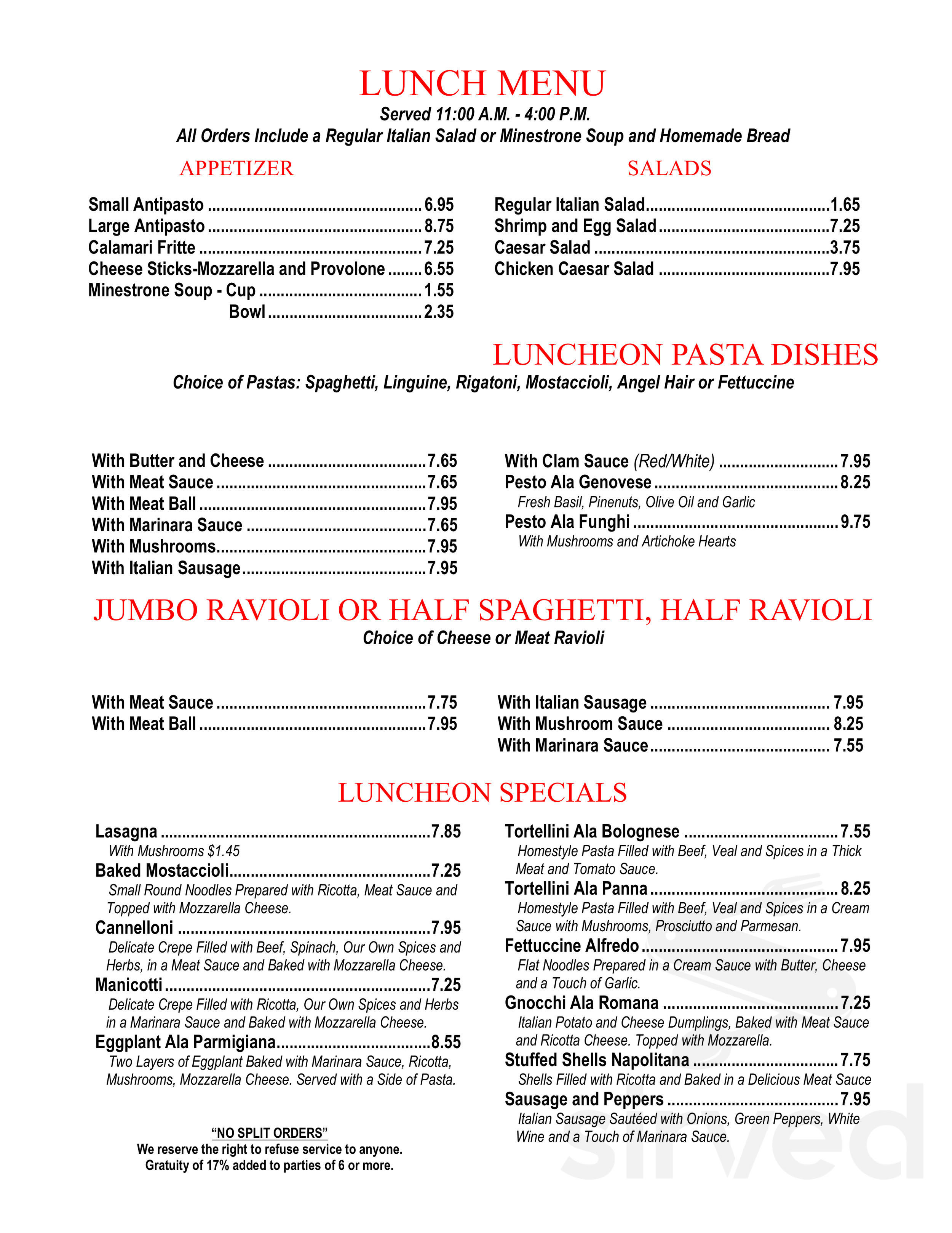 Two Guys From Italy menu in Dallas, Texas, USA