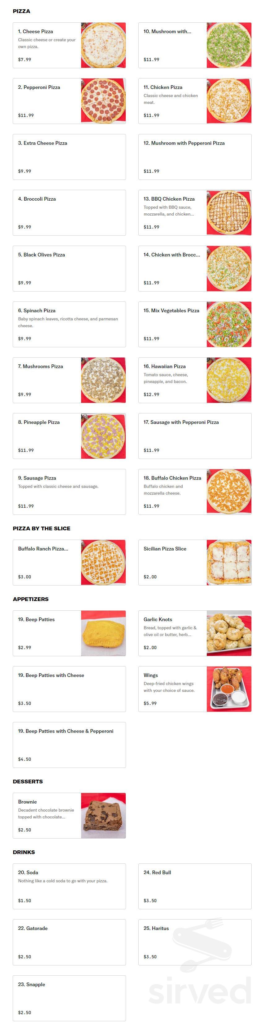 Yankees 99 cent hot pizza menu in The Bronx, New York, USA