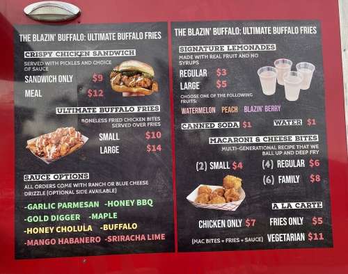 The Blazin Buffalo menu in Green Cove Springs, Florida, USA