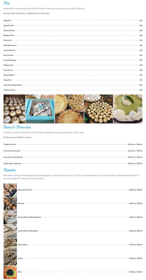 Madeleine's Bakery menu in Milton, Vermont, USA