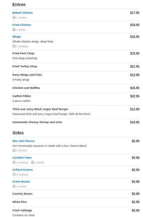 Break-N-Bread Soul Food & Bakery menu in McDonough, Georgia, USA