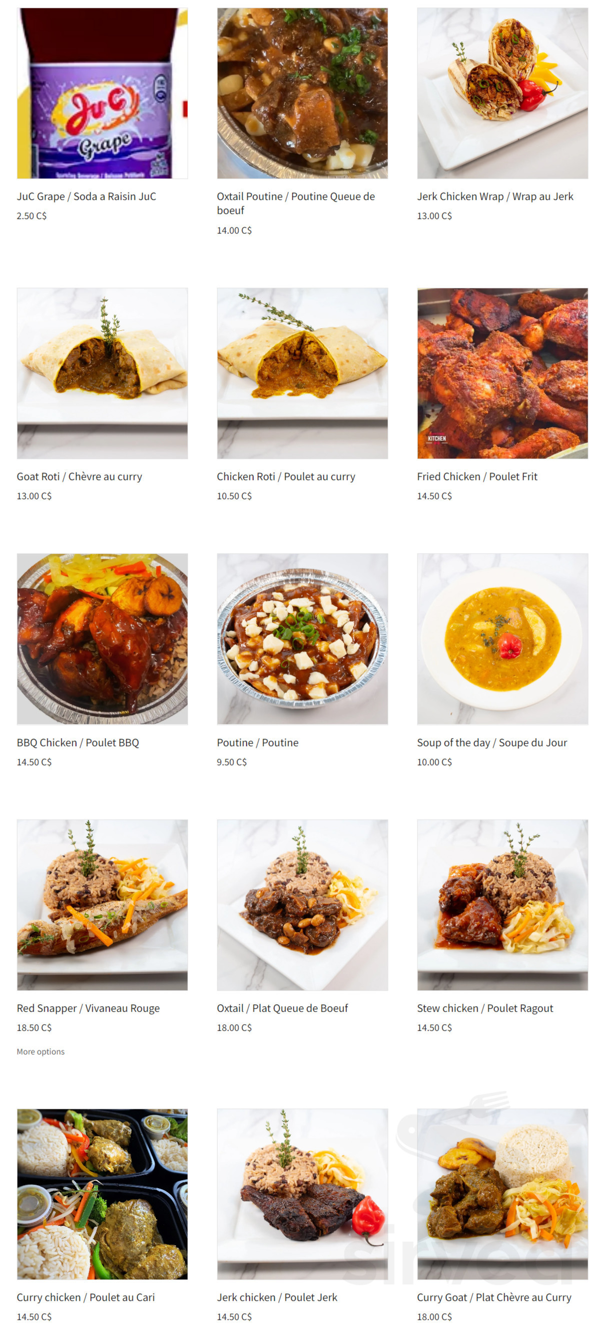 Fusion Caribbean Kitchen menu in LaSalle, Quebec, Canada