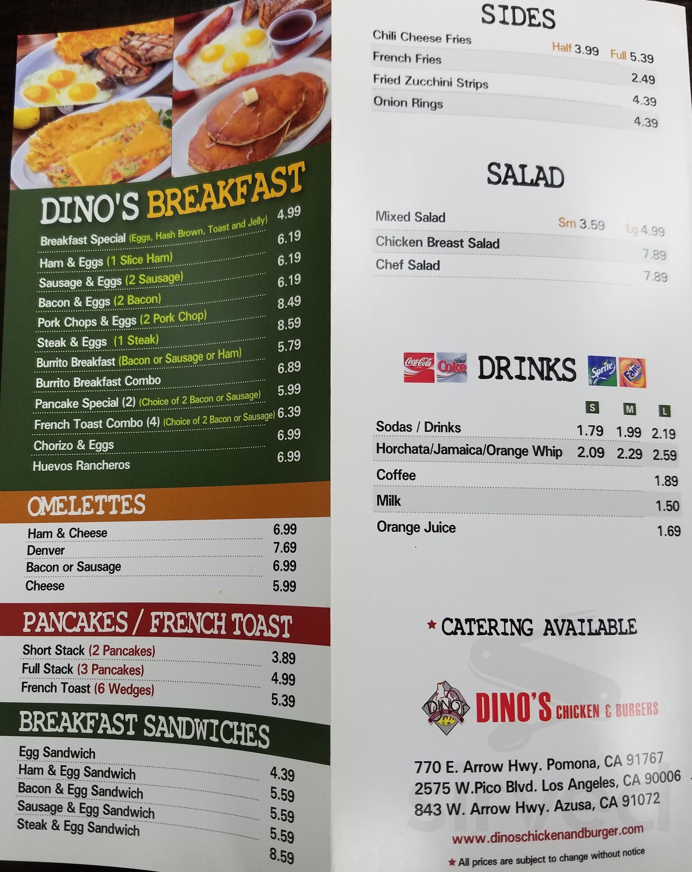 Dino's Famous Chicken menus in Pico Rivera, California, United States