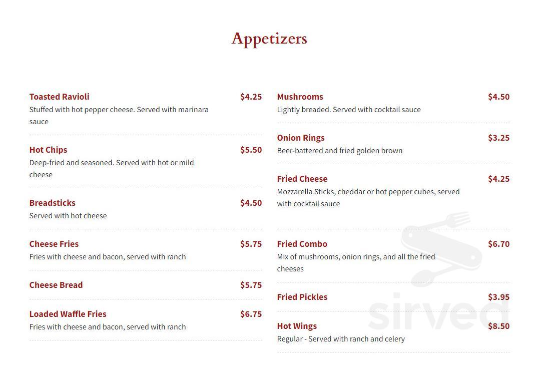 Stockwell Inn menu in Evansville, Indiana, USA