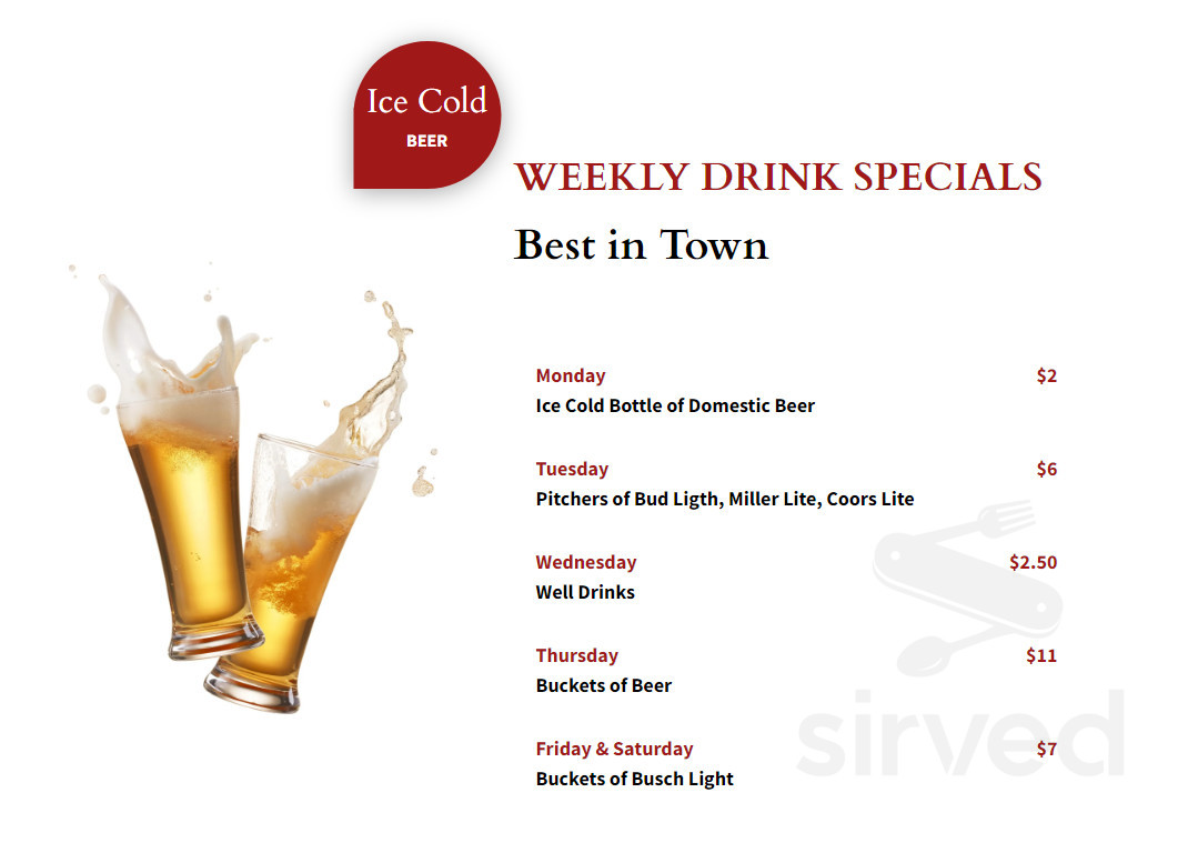 Stockwell Inn menu in Evansville, Indiana, USA