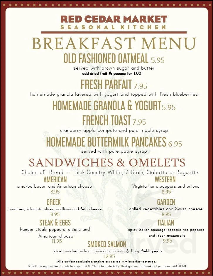 Red Cedar Market menu in Ho-Ho-Kus, New Jersey, USA